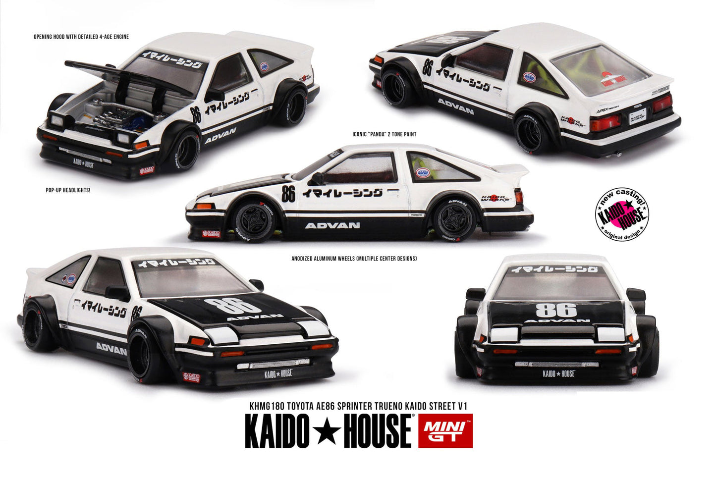 KHMG 180 TOYOTA AE86 SPRINTER TRUENO KAIDO STREET V1 – Diecastz